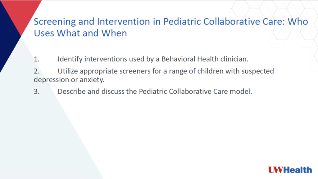 Session #4 – Screening and Intervention in Pediatric Collaborative Care ...